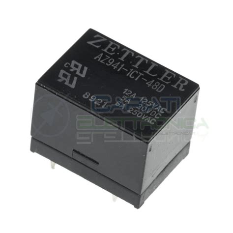 Relay Relè 48V Dc 6A Circuito Stampato Pcb 1 Scambio AZ941-1CT-48D ...