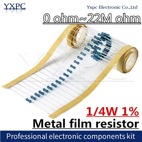 Resistencia De Pel Cula Met Lica 100 1 4W 1 0R 22M 100R 220R 1R 10R
