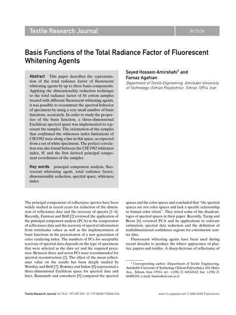 Pdf Basis Functions Of The Total Radiance Factor Of Fluorescent
