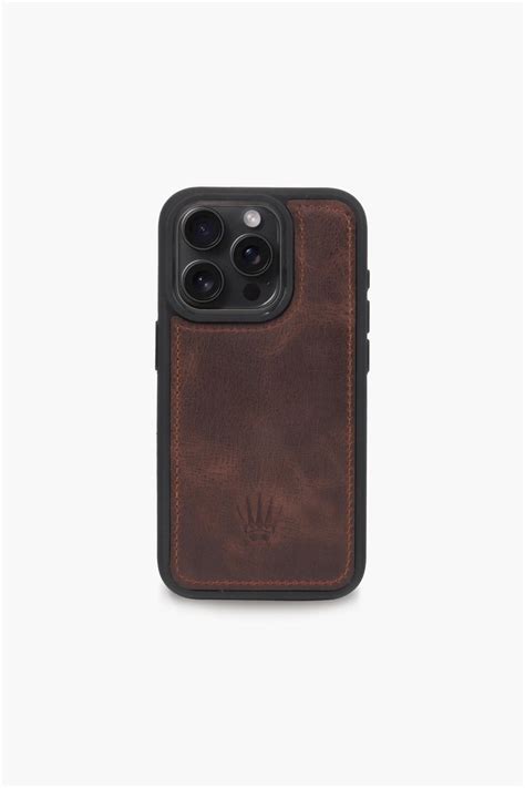 IPHONE 15 PRO CRAZY KAHVE DERİ TELEFON KILIFI Watch of Royal