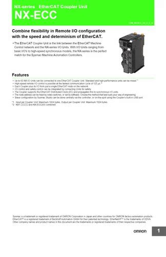 Omron Ethercat Coupler Nx Ecc203 At ₹ 17000 Piece Omron Plc In