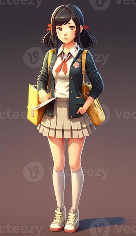 3d Cartoon Of Cute Japanese Women Wearing School Clothes Fullbody Cartoon Cute And Innocent