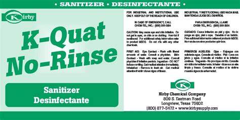 K Quat No Rinse Label Each Creative Solutions