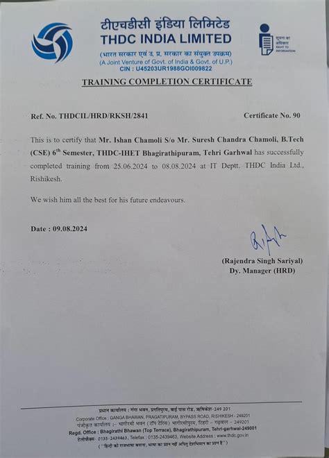 Internship Webdevelopment Careergrowth Thdcil Professionaljourney Ishan Chamoli