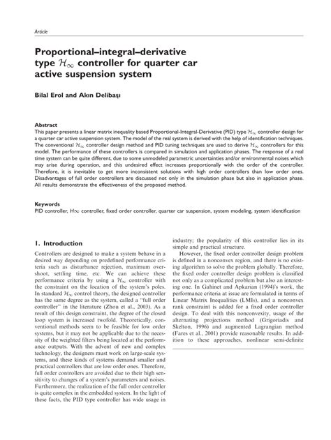 Pdf Proportional Integral Derivative Type H∞ Controller For Quarter Car Active Suspension System