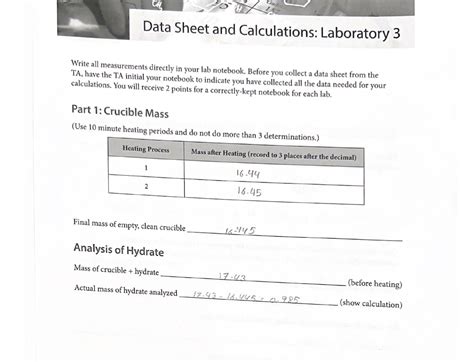 Solved CH Data Sheet And Calculations Laboratory 3 Write Chegg Com