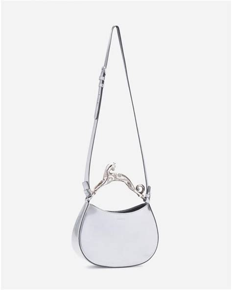 Lanvin Hobo Cat Bag In Metallic Leather In White Lyst