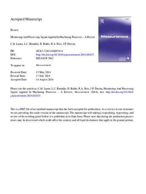 Pdf Monitoring And Processing Signal Applied In Machining Processes