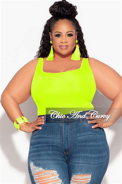Final Sale Plus Size Camisole With Thick Straps In Neon Lime Top Only
