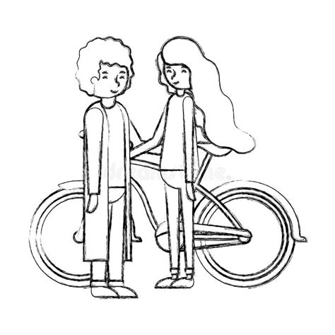Couple On Bicycle Stock Vector Illustration Of Heterosexual 36241621