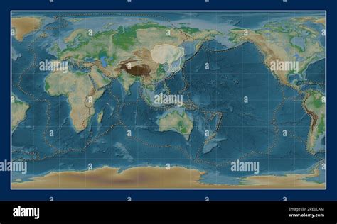 Amur Tectonic Plate On The Physical Elevation Map In The Patterson Cylindrical Projection
