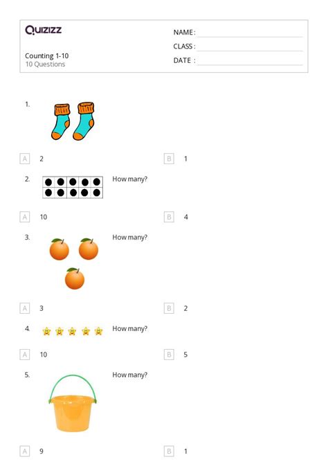 50 Counting Numbers 1 10 Worksheets For Kindergarten On Quizizz Free And Printable