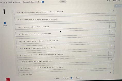 Solved Place The Steps Of The Krebs Cycle In The Correct