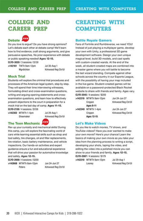 Kick Summer Camps 2024 Brochure Page 20 21