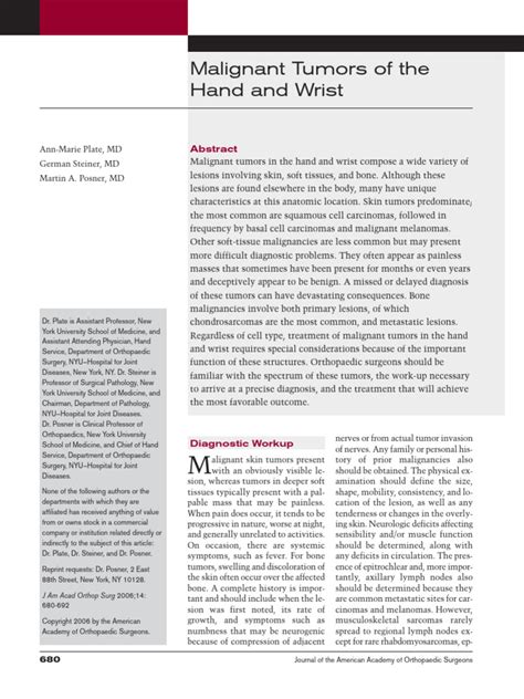 4 Malignant Tumors Of The Hand And Wrist Plate Pdf