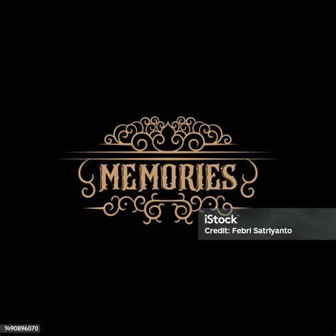 놀랍고 독특하고 멋진 클래식 빈티지 로고 디자인과 중간에 Memories라는 문구가 새겨진 우아한 대칭 곡선 장식 0명에 대한