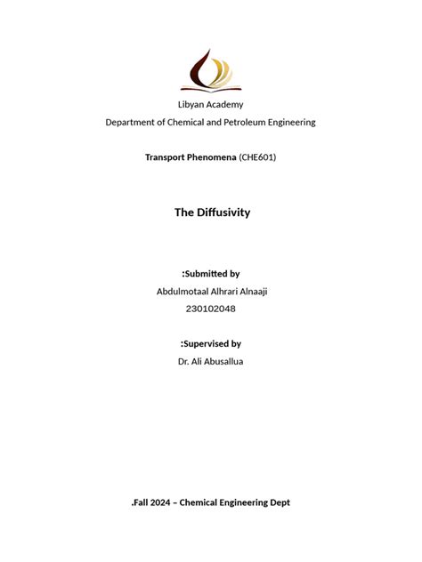 The Diffusivity Pdf Transport Phenomena Diffusion