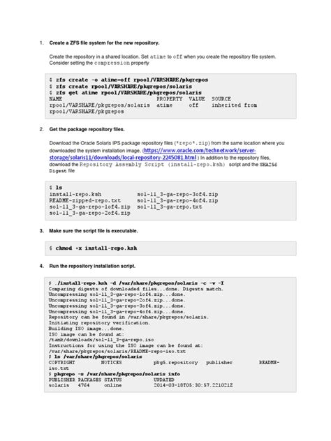Creating A Solaris 114 Ips Repository Pdf Zip File Format Operating System Families