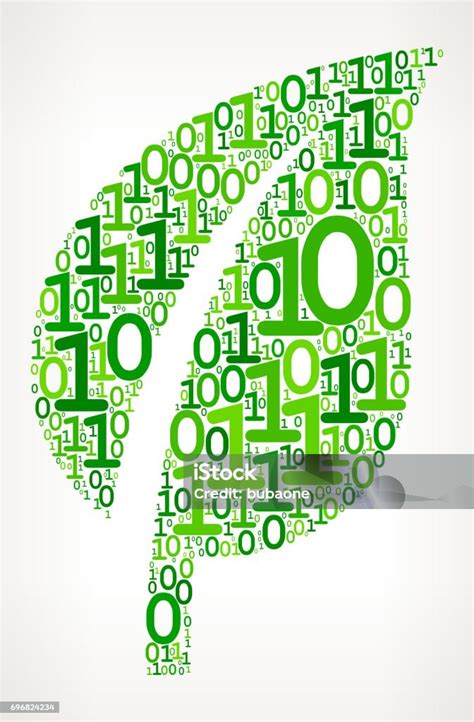 Leaf Binary Code Zero One Vector Illustration Stock Illustration