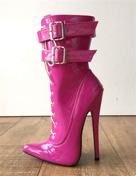Maid Ii 18cm 7 Stiletto Heel Fetish 2 Buckle Strap Patent Hot Pink Ca