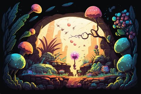 2d Platformer Game Level Backgrounds Midjourney Prompt Promptbase