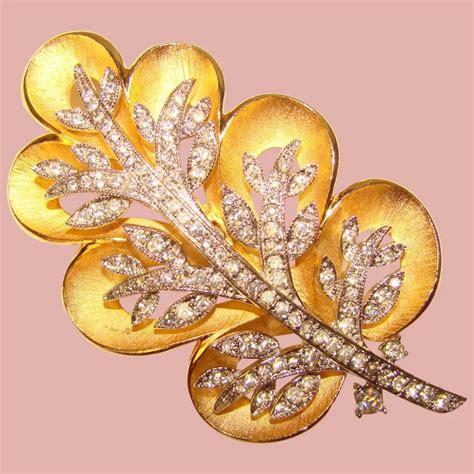 Fabulous Gold And Silver Color Layered Vintage Rhinestone Brooch Ruby Lane