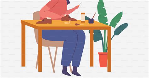 직장에 송곳이 앉아 있는 제화공 여자는 수제 풋기어를 만든다 구두 수선공 장인 캐릭터는 특수 장비와 도구 장인 정신을 사용하여 신발을 만듭니다 만화 사람들 벡터