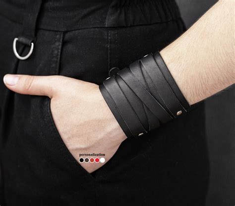 Wide Leather Wristbands Leather Wrist Cuff Leather Bracelet Mens