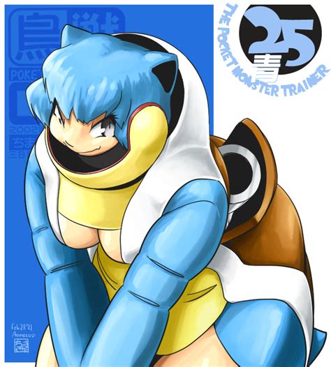 Rule 34 1girls 2d Black Eyes Blastoise Blue Background Blue Hair Female Female Focus Female