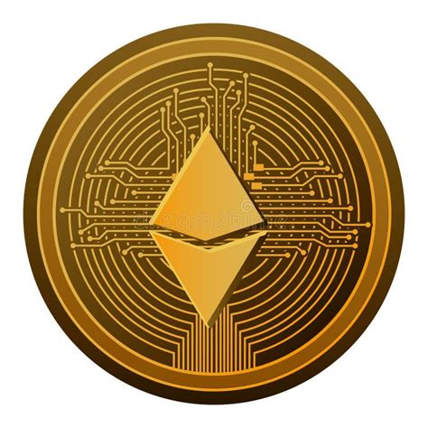 Cryptocurrency Etherum Coin With Circuit Lines Editorial Photo Illustration Of Coin
