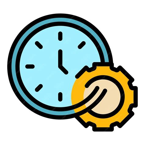 Premium Vector Gear Clock Icon Outline Gear Clock Vector Icon Color Flat Isolated