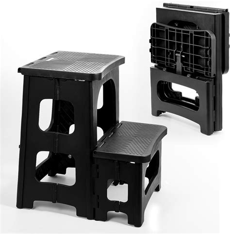 2 Step Stool Foldable Non Slip Folding Step Stool Plastic Steps Ladder Bedside Stepstools
