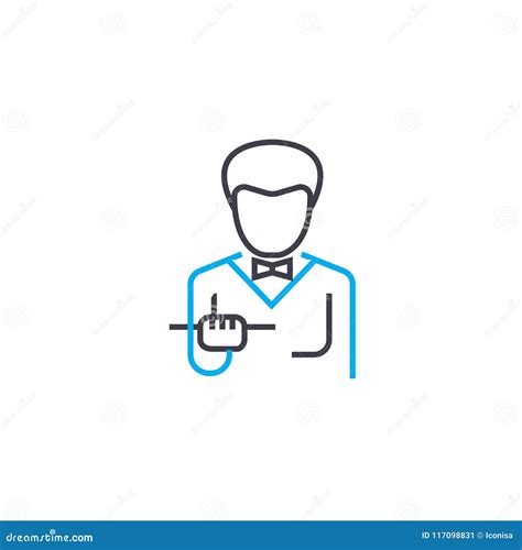 Waiter Linear Icon Concept Waiter Line Vector Sign Symbol Illustration Stock Vector