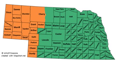 Nebraska Time Zone Map With Cities Map