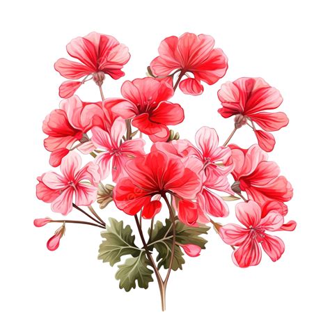 Geraniums Flower Illustration Ai Generative Plant Flower Pink Png