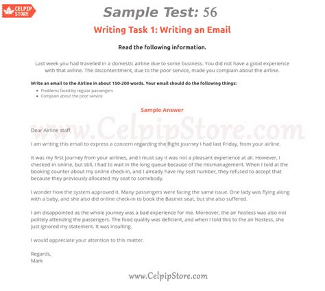 Celpip Writing An Email Sample 56 Free CELPIP Mock