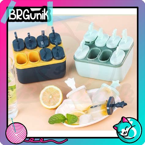 Jual BRGUNIK Cetakan Ice Cream Cetakan Es Krim 8 Slot Es Loli DIY