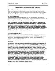 Lab HIV LabReportTemplate Docx Lab HIV ELISA MCB Lab Notebook Assignment AIDS