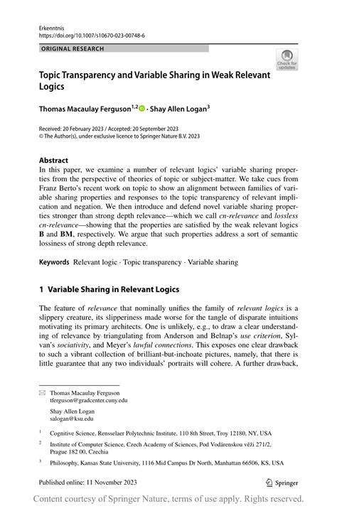 Topic Transparency And Variable Sharing In Weak Relevant Logics