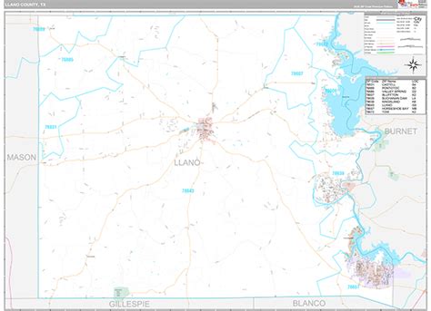 Llano County Tx Carrier Route Wall Map Premium Style By Marketmaps
