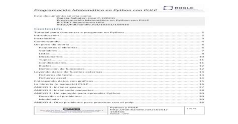 Programación Matemática En Python Con Pulp Pdf Document