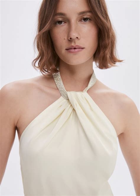 Halter Neck Jumpsuit With Metallic Detail Women Mango Outlet Usa