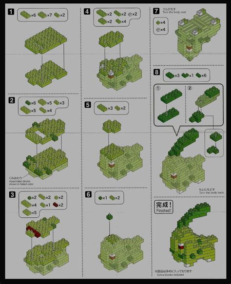 Chikorita Pokemon Nanoblock Instructions Mô Hình Giấy Mẫu Thêu Móc