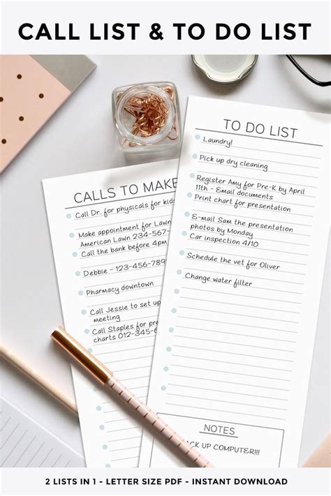 To Do List Notepad And Call List Printable Daily To Do List Stationery