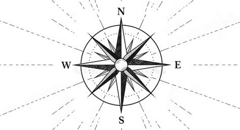 Compass Rose Vector Graphic Navigation Direction Travel Map Nautical Illustration Guide Design