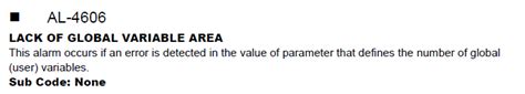 Dx Alarm Code Lack Of Global Variable Area Yaskawa Motoman