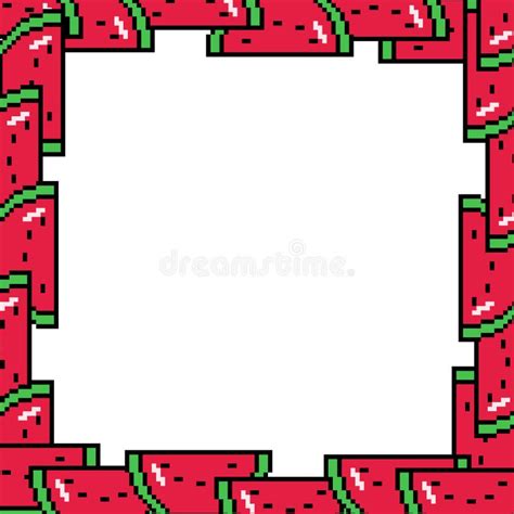 Square Watermelon Pixel Art Frame Design Stock Vector Illustration Of
