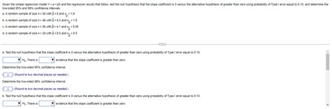 Solved Given The Simple Regression Model Y A BX And The Chegg