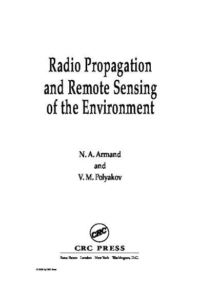 Download Radio Wave Propagation And Remote Sensing Of The Environment