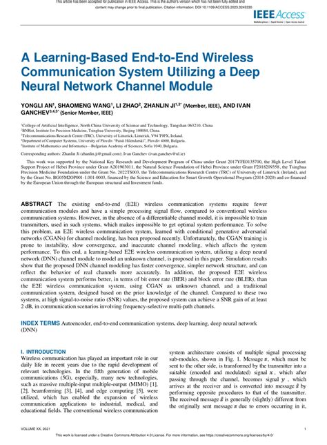PDF A Learning Based End To End Wireless Communication System